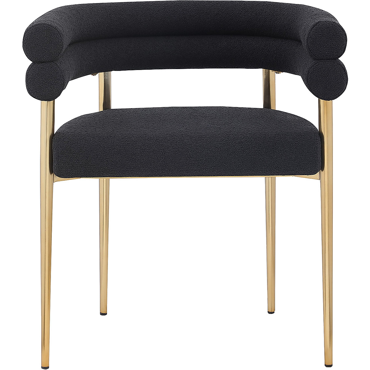 Meridian Furniture 804Black-C Brielle Collection Modern | Contemporary Boucle Fabric Upholstered Dining Chair with Brushed Brass Metal Frame, 25.5" W x 22" D x 28" H, Black, Set of 2