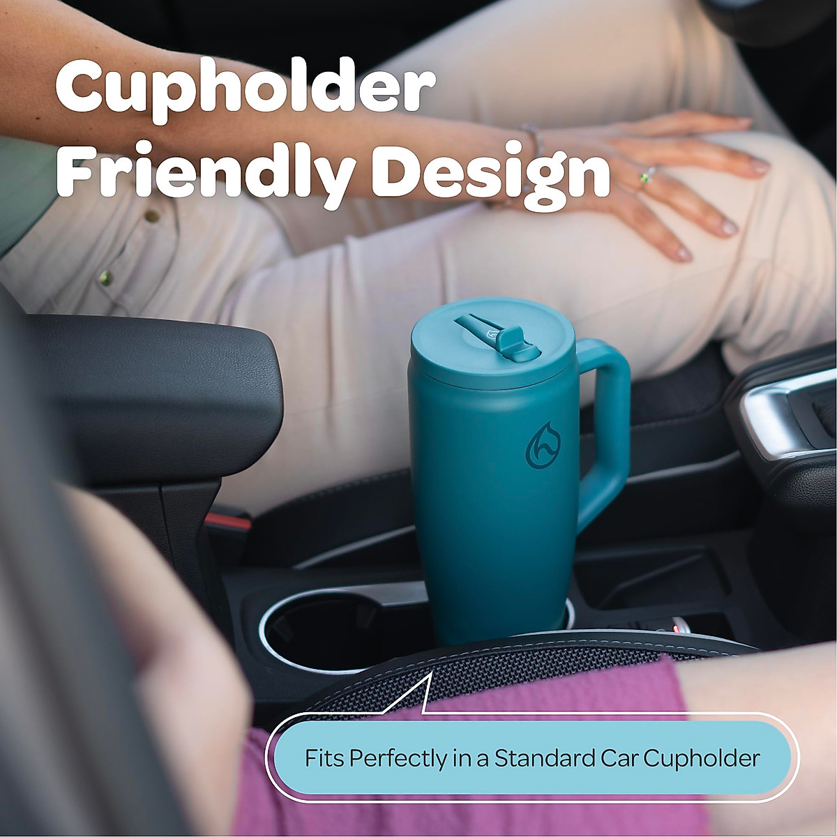 Hydracy Soulmate 40oz Tumbler with Handle and Flip Straw - 100% Leakproof Reusable Insulated Cup with Stainless Steel Straw - Cupholder Friendly Rubber Base Travel Mug - Gifts for Women & Men