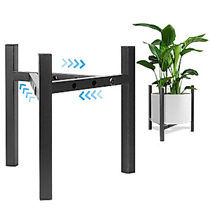 Airpark Plant Stand Indoor Adjustable, Metal Modern Plant Stand, Heavy Duty Stable Plant Pot Flower Holder Indoor Outdoor Corner, Fit 8 9 10 11 12 inch Pots, Black (Pot & Plant Not Included)