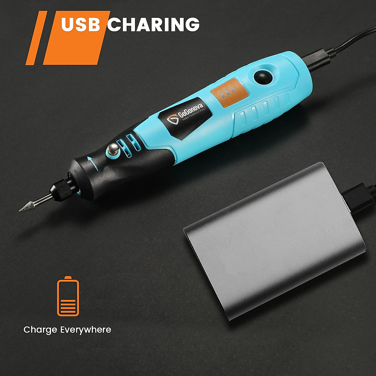 4V Cordless Rotary Tool, GoGonova 3-Speeds 18000 RPM Mini Power Rotary Tool with 43 Accessories, Rechargeable Rotary Tool for Grinding, Polishing, Wood Carving, Engraving, Soft Metal Drilling, Cutting