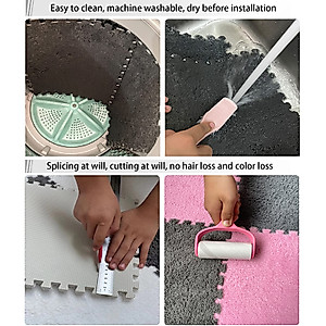 16pcs Plush Interlocking Foam Floor Mats, Keep Warm Carpet, Interlocking Floor Tiles, 12x12inch Puzzle Play Mats for Bedroom Play Room(Color:Dark Coffee Grey)