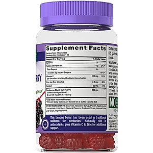 Nature's Truth Sambucus Black Elderberry Gummies 50 + 30% Free = 65 Count(Pack of 3) Total 1953