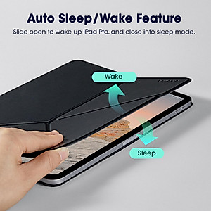 PITAKA iPad Pro 12.9 Case, Compatible with iPad Air 13 Inch (M2) & iPad Pro 12.9 (3-6th Gen) 2022/2021/2020/2018, Lightweight Portrait/Landscape Magnetic Case with 4 Standing Angles - Black