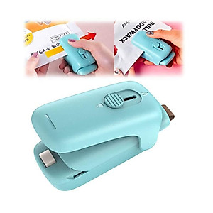 Aphrobeauty Mini Bag Sealer, 2 in 1 Heat Sealer and Cutter with Lanyard, Portable Bag Resealer Machine for Plastic Bags Food Storage Snacks Freshness (2xAA Batteries Included)-Green