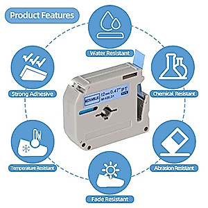 6 x Multi Color Fluorescent Label 12mm Replacement for Brother P Touch M Tape M-K231 M-KC31 M-KD31 M-KB31 M-KBL31 M-KP31 Work with Brother Ptouch PT-M95 PT-90 PT-70 PT-65 PT-85 Label Maker Refills