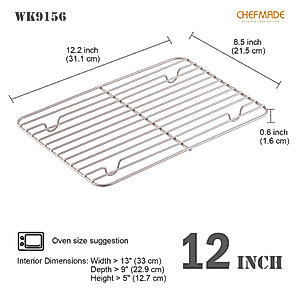 CHEFMADE Baking and Cooling Rack, 12.2-Inch Non-Stick Rectangle Wire Rack for Oven Baking (Champagne Gold)