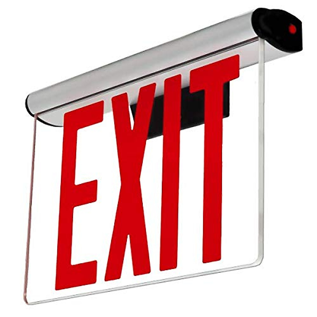 LFI Lights | New York City Approved Red Edge-Lit Exit Sign | Aluminum Housing | All LED | Single-Sided Clear Acrylic Panel | 8" Lettering | Hardwired w/Battery Backup | UL Listed | NYCELRT-R