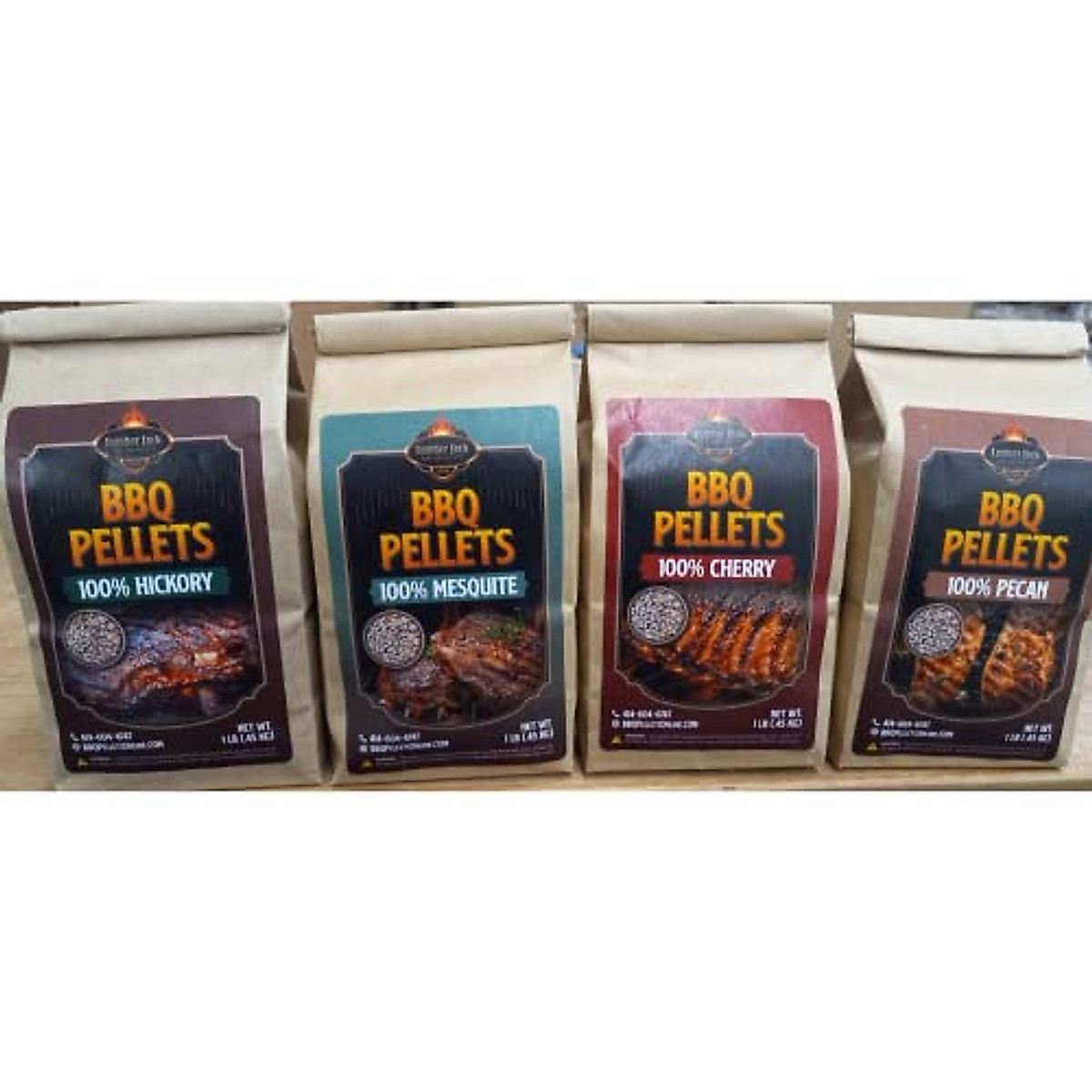 Lumber Jack BBQ 7 Varieties BBQ Pellet Pack - 1 Pound Bags - 100 Percent (Apple, Cherry, Pecan, Hickory, Maple-Hickory-Cherry, Mesquite and Maple) - 2Day Shipping
