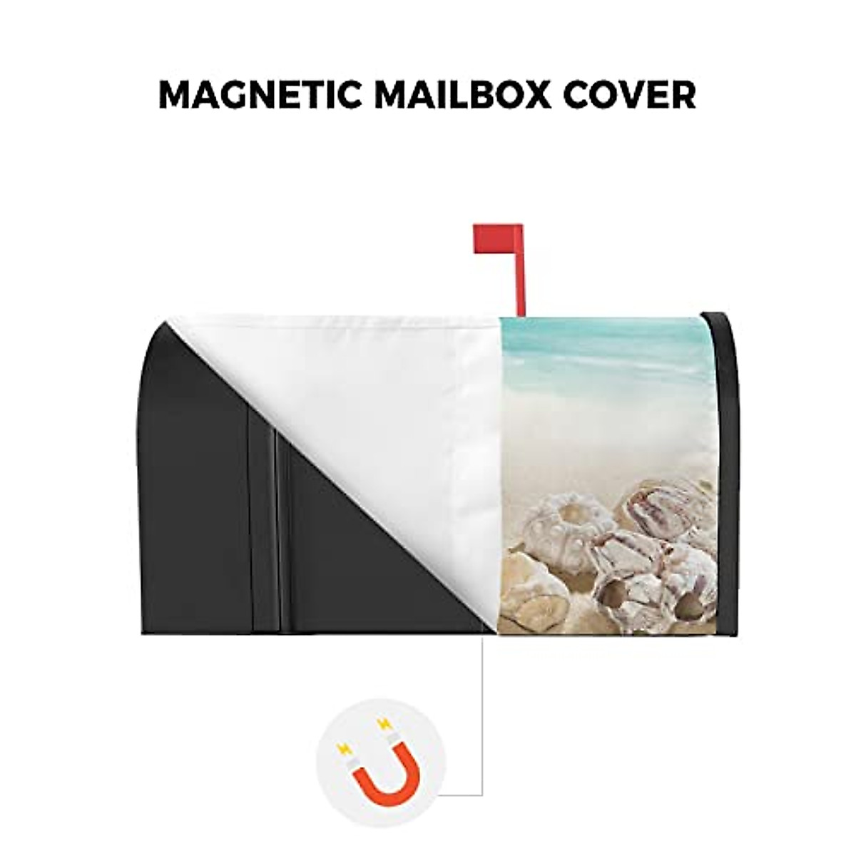 Starfish Beach Mailbox Covers Magnetic Standard Size Coastal Conch Sea Shells Wave Seaside Ocean Waterproof Mailbox Wrap Post Letter Box Cover for Garden Yard Outdoor Decorations 21x18 Inch