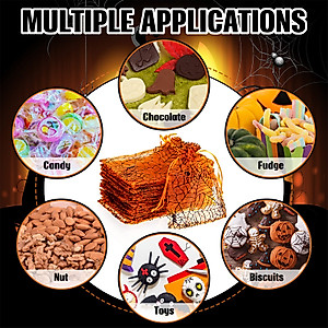 Chumia 270 Pcs Halloween Organza Bags Spider Web Skull Print Treat Bags with Drawstring Sheer Candy Gift Bags for Halloween Party Favors Supplies (4 x 6 Inch)