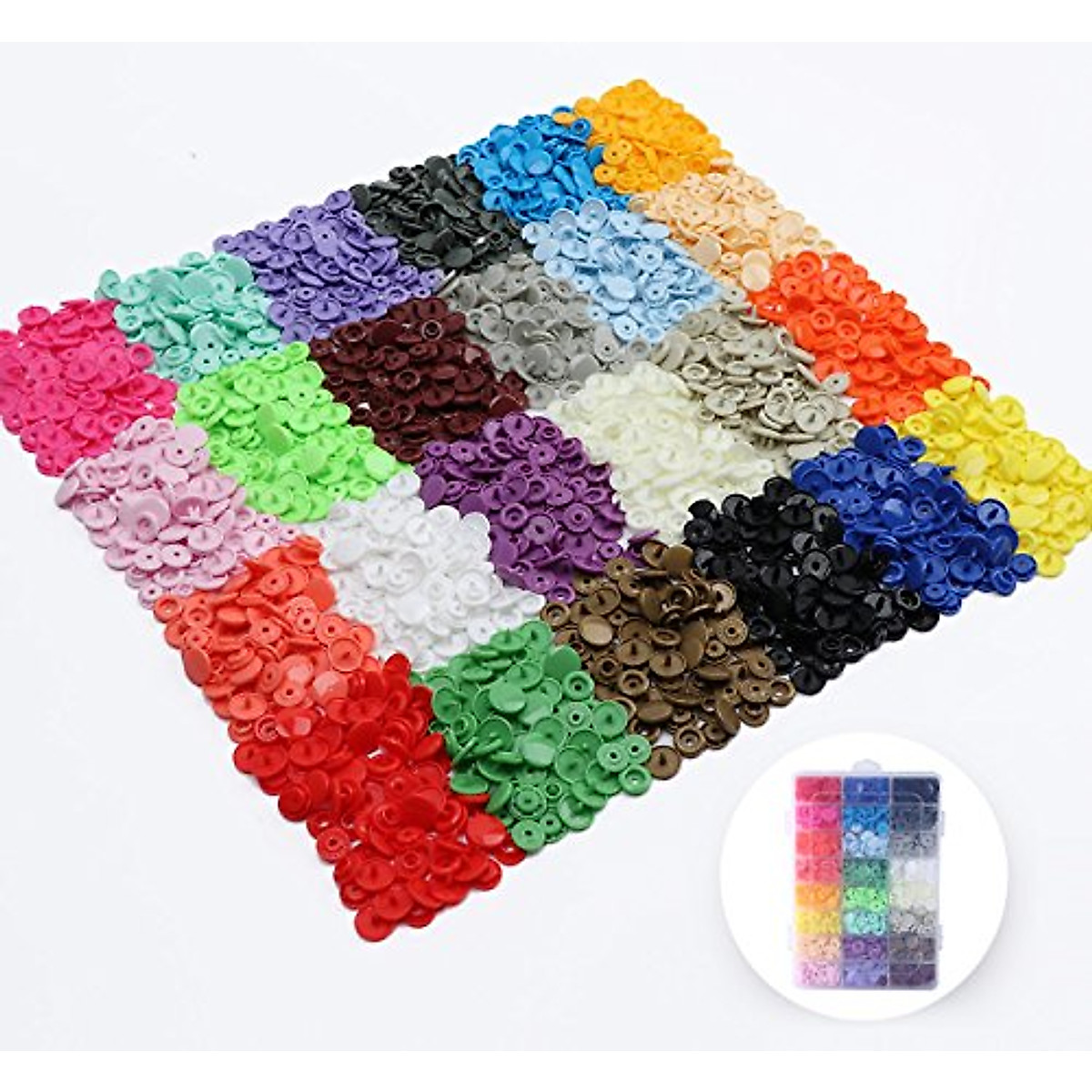 408 Sets Plastic Snap Buttons, No-Sew T5 Snaps with Organizer Storage Case for Bibs Diapers Crafts by ilauke