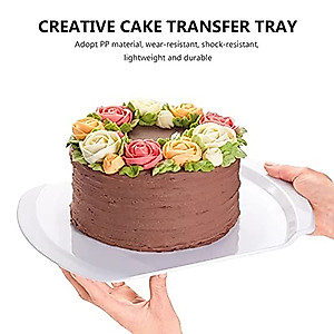 Hemoton 2pcs Cake Lifter Shovel Plastic Cookie Spatula Bottom Mover Scraper Cake Transfer Tray Pizza Lifter Transfer Tool White