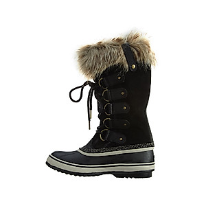 Womens Sorel Joan of Arctic Faux Fur Cuff Warm Winter Waterproof Boots - Black/Quarry - 10