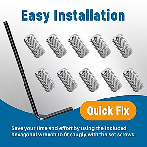 Terixe 10-Pack 155023 Screw Kit Replacement for Moen | 304 Stainless Steel Set Screw Kit | Includes Wrench for Kitchen Faucet Handle Repair & Faucet Replacement Parts