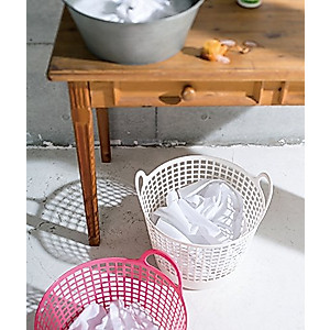 Like-It SCB -1 Laundry Storage, Round Basket with Handle, Laundry Basket, Approx. Width 16.1 inches (41 cm), Depth 14.6 inches (37 cm), Height 14.8 inches (37.5 cm), White, Made in Japan