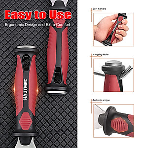 HAUTMEC 2pc Putty Knife Set, 2.5 in Staight and 3 in Offset Scrapers, Heavy Duty Stainless Steel Blade and Hammer End for Removing Wallpaper, Applying Putty, Plaster, Cement HT0061-PT