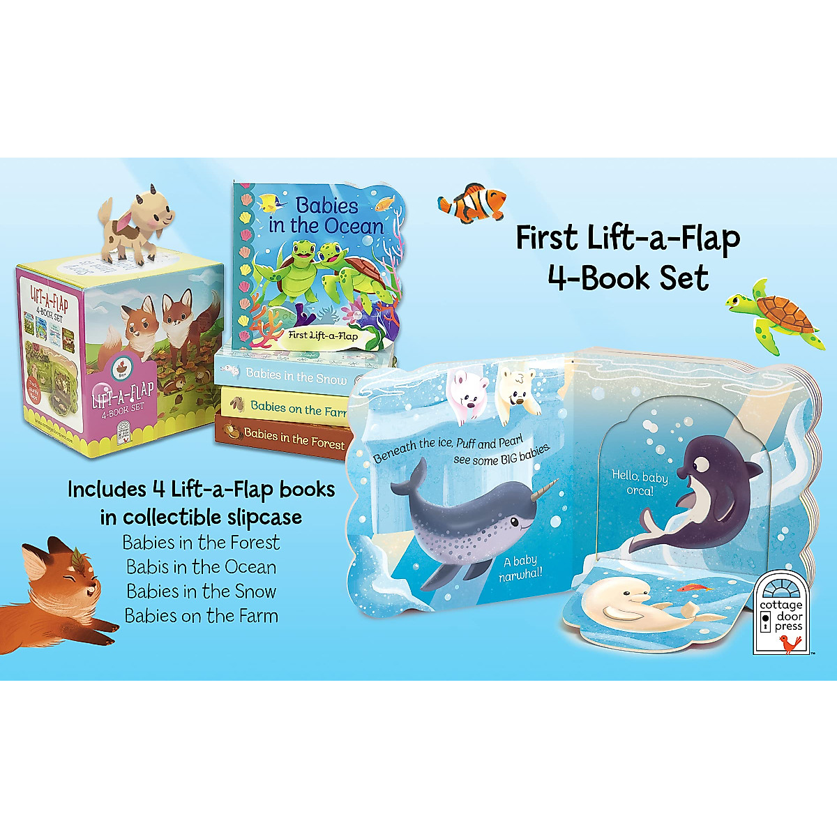 Animal Babies Lift-a-Flap Boxed Gift Set 4-Pack: Babies on the Farm, Babies in the Forest, Babies in the Snow, Babies in the Ocean (Chunky Lift a Flap)