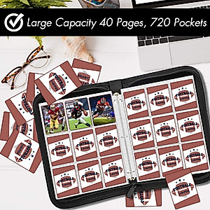 720 Pockets with Trading Card Binder Baseball Card Binder Sleeves, Football Cards Album Cards Holder Protectors Set Fit for, MTG, Sports, Game, Standard Cards Holder(Rugby Football)