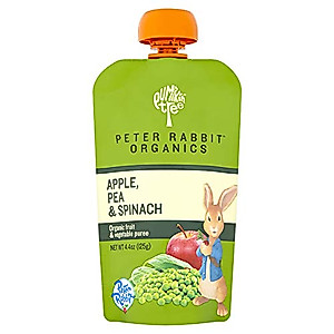 Peter Rabbit Organics, Pea, Spinach and Apple Puree, 4.4-Ounce Pouches (Pack of 10)