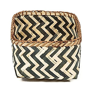 Compactor Bamboo Zebra Basket, Large, Black/Natural