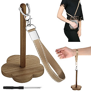 cobee Portable Wrist Yarn Holder for Crocheting,Wooden Crochet Yarn Ball Minder Stand with Adjustable Lanyard Crossbody,Yarn Spinner for Preventing Yarn Entanglement Gifts for Craft Lover Knitting