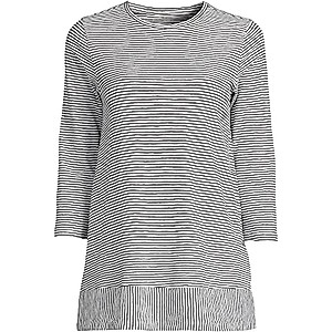 Lands' End Women's 3Q Sleeve Slub Jersey Swing Tunic White/black Stripe Regular Large