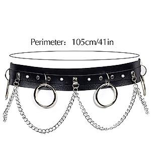 MJartoria Punk Waist Chain Belt Faux Leather Body Chains Body Jewelry Accessories Gothic Waist Jewelry for Women (Black)