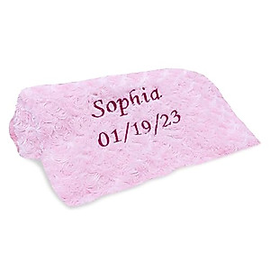 Lily and Page Personalized Baby Blanket - Pink Custom Baby Blanket for Baby Girl, Custom Name Fleece Blankets Cozy Plush Material, The Perfect Baby Gift