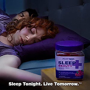 Natrol Sleep+ Beauty, Drug Free Sleep Aid Supplement, for Skin, Hair, Nails, Biotin, Vitamin E, 60 Raspberry Flavored Gummies