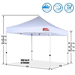 MASTERCANOPY Pop Up Canopy Tent Commercial Grade 10x10 Instant Shelter (White)