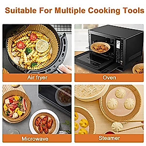 Air Fryer Paper Liners Disposable 100 Pcs 6.3 inch Round Air Fryer Sheets Filters, Oil-proof Non-stick Parchment Paper Basket Liners for Air Fryer, Microwave, Oven, Baking, Roasting, Cooking