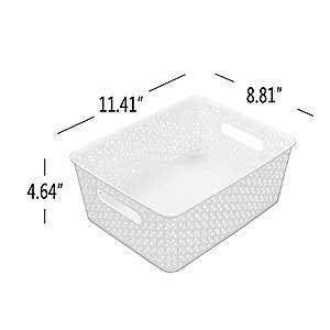 Dehouse White Plastic Woven Storage Baskets, Set of 4