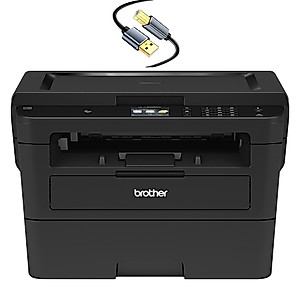 Brother HL-L2395DWB Monochrome Laser Wireless All-in-One Printer with Convenient Flatbed Copy & Scan, Automatic Duplex Printing, 36ppm, 2400 x 600 dpi, 250-sheet, Hi-Speed USB, Tillsiy Printer Cable
