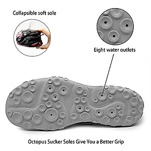 Goodsaleok Men's Women's Water Shoes Quick Dry Aqua Socks Barefoot Beach Brook Water Shoes Boating Surfing Hiking Yoga Daily Wear Match Octopus Sole Grey 11.5/10.5 Size
