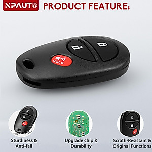 NPAUTO Key Fob Replacement Fits for Toyota Sienna 2004-2017, Tacoma 2005-2016, Tundra 2007-2017, Sequoia 2008-2017, Highlander 2008-2013, Keyless Entry Remote Control Car Key Fob, CGQ43VT20T