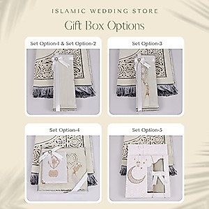 Fully Customizable Prayer Rug Prayer Beads Quran Islamic Gift Set, Chenille Prayer Rug Pearl Prayer Beads Velvet Full Arabic Quran, Ramadan Eid Wedding Birthday Graduation