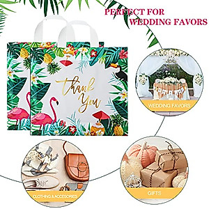 Thank You Gift Bags 50 Pieces Floral Design Gift Bags for Small Business Thank You Plastic Bags with Handles Gift Bags for Small Business Party Favor Bags Gift Wrap Bags for Wedding, 11.8 x 12.6 Inch