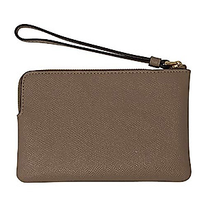 Coach Crossgrain Leather Corner Zip Wristlet (Taupe)