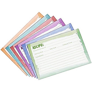 Juvale 60-Pack 4x6 Recipe Cards Double Sided, Colored Recipe Index Cards for Cooking and Kitchen Organization, Restaurants, Cafes, Diners, Watercolor Design, Bulk Pack