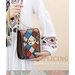 Segater Women Multicolor Crossbody Bag Crocodile Pattern Cowhide Leather Shoulder Bag Random Splicing Handbag Fashon Purses