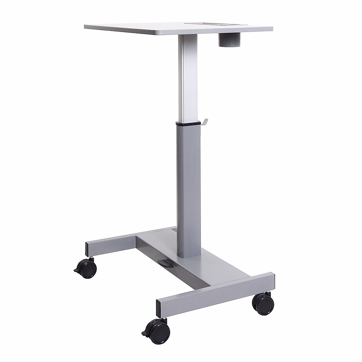 Offex Student-P Mobile Classroom Height Adjustable Cup Holder Student Pneumatic Sit/Stand Desk - Light Gray/Medium Gray