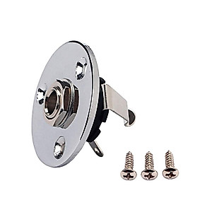 Round 1/4 Inch 6.35mm Guitar Jack Plug Socket Guitar Pickup Output Input Jack Plug with Jack Plate Screws for Electric Guitar Bass (Silver)