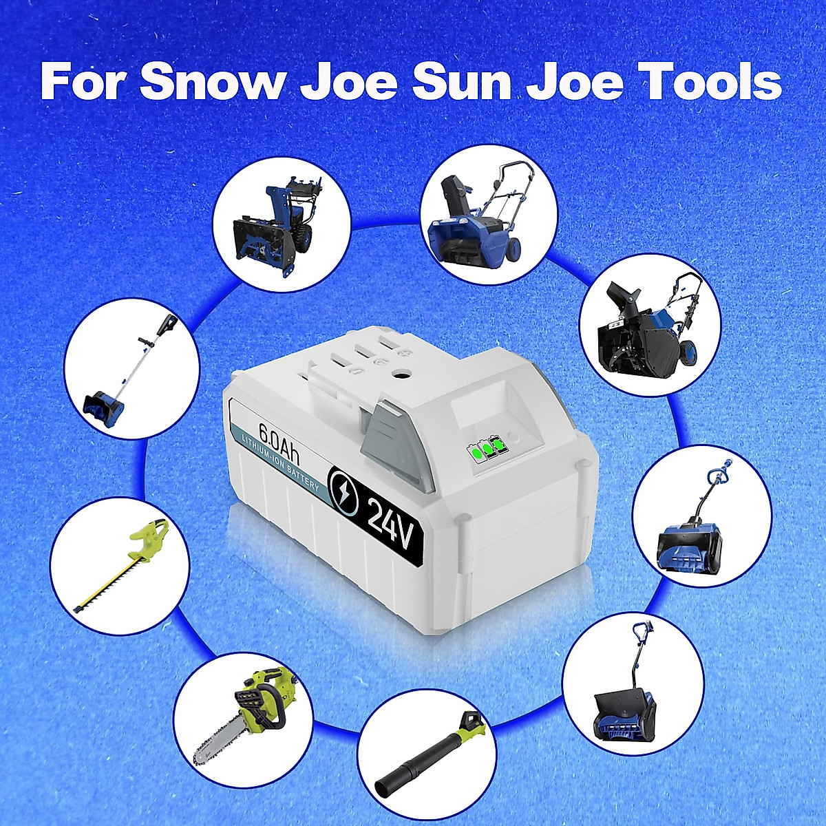 POWITEC 2Pack 6.0Ah Replacement Battery for Snow Joe Sun Joe 24V Battery for Snow Joe 24VBAT-LTE/LTW/LT 24BAT-LTX Series