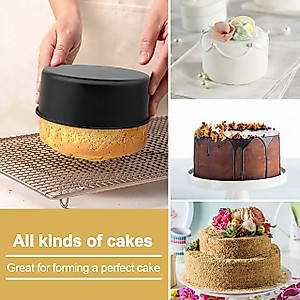 E-far Deep Cake Pan Set of 3 (4/6/8 Inch), Nonstick Stainless Steel Round Cake Pans Tins for Baking Layer Wedding Cakes, Stainless Steel Core & Nontoxic Coating, Deep & Straight Side