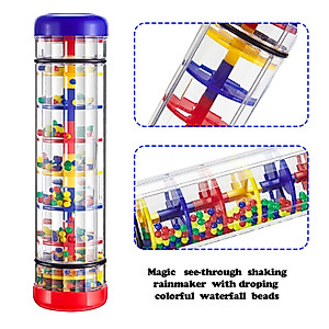 Gejoy 2 Pieces 8 Inch Mini Rain Stick Shaker Rattle Tube Rain Stick Rainmaker Rainstick Rattle Music Auditory Instrument Toy for Babies Toddler