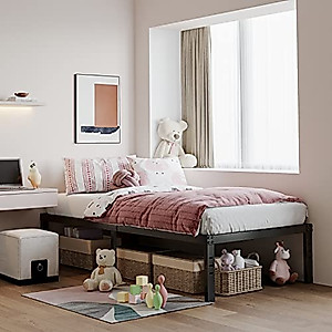 Artimorany Twin XL Bed Frames 18 Inch Tall, Heavy Duty Metal Platform, 2500lbs Steel Slats Support, No Box Spring Needed, Noise Free, Easy Assembly Black