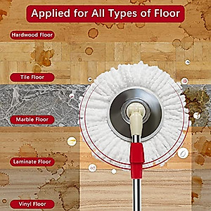 Hardwood Floor Mop for Floor Cleaning ,Tsmine Floor Microfiber Wet Dry Mop ,Commercial Household Clean Hardwood, Mop & Refills Set Include 2 Replacement Heads Refills and 61" Extended Mop Pole Handle