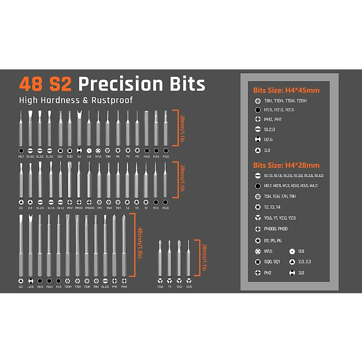 LAIGAK 62-in-1 Electric Precision Power Screwdriver Set, 48 Magnetic Bits, Aluminum Rechargeable Portable Cordless Magnetic Repair Tool Kit for Phone Camera Laptop Watch