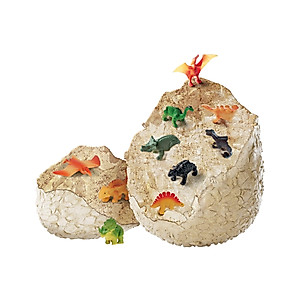 Jumbo Dino Easter Egg - Unearth 12 Unique Large Surprise Dinosaurs in One Giant Filled Egg -Easter Gifts for Kids - Discover Dinosaur Archaeology Science STEM Crafts Gifts for Boys & Girls