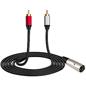 Yeung Qee XLR Male to 2RCA Male Y Splitter Patch Cable, 1 XLR Male 3 Pin to Dual RCA Male Plug Stereo Audio Cable Connector，for Microphone Mixing Console Amplifier。 (XLR Male to 2RCA,5ft/1.5m)
